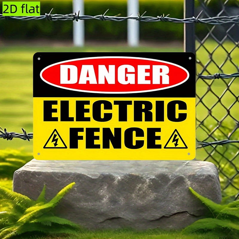 Room Decor Aluminum Electric Fence Warning Sign Metal Safety Notice Warning Design for Property ...