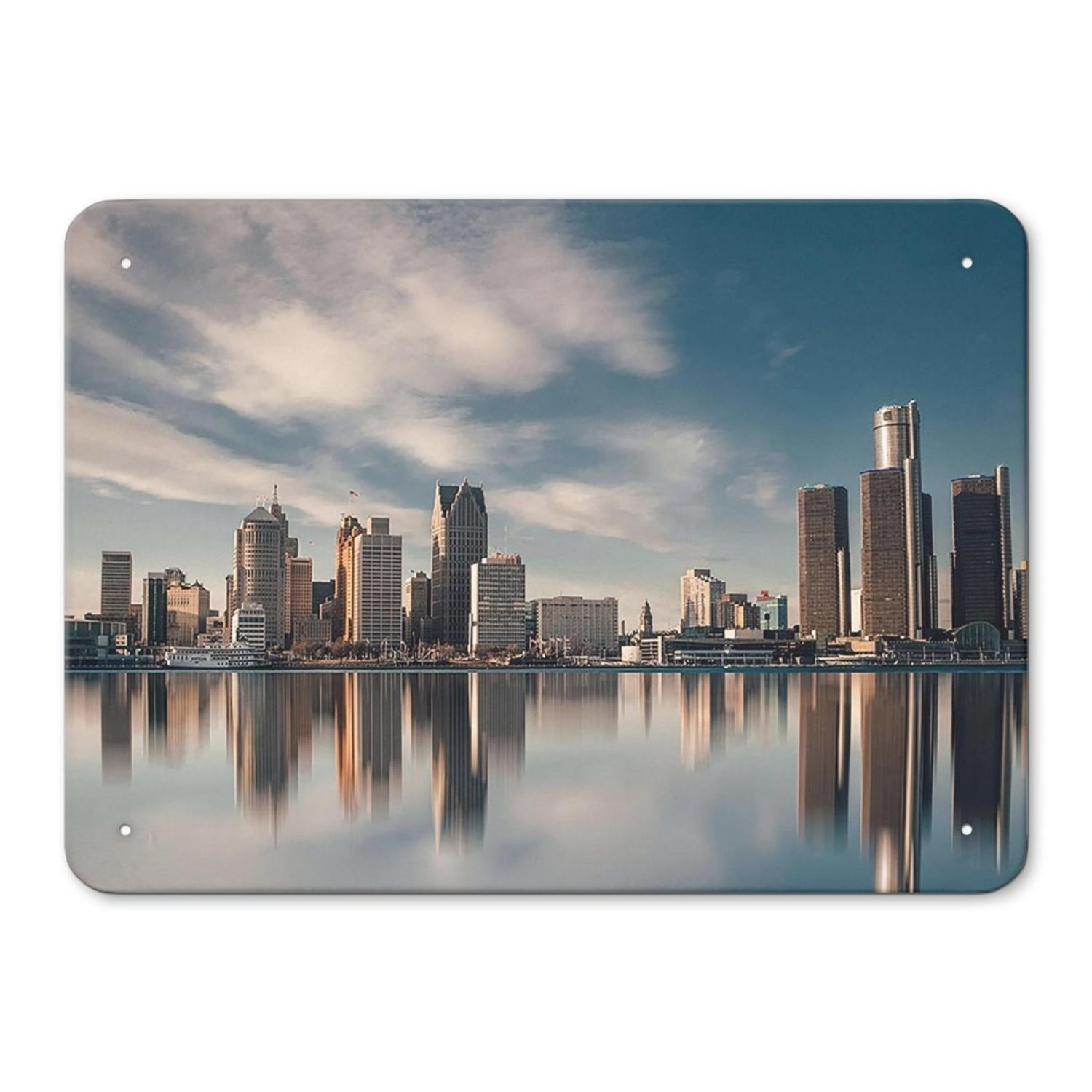 Room Decor Detroit Cityscape Painting Iron Wall Art Metal Tin Sign Wall ...