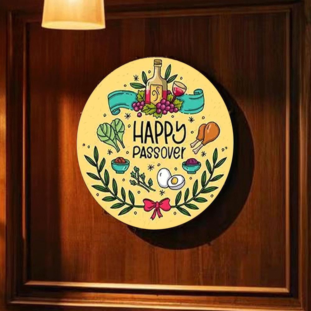 Room Decor Happy Passover with an 12Inch Round Wooden Decorative Sign ...