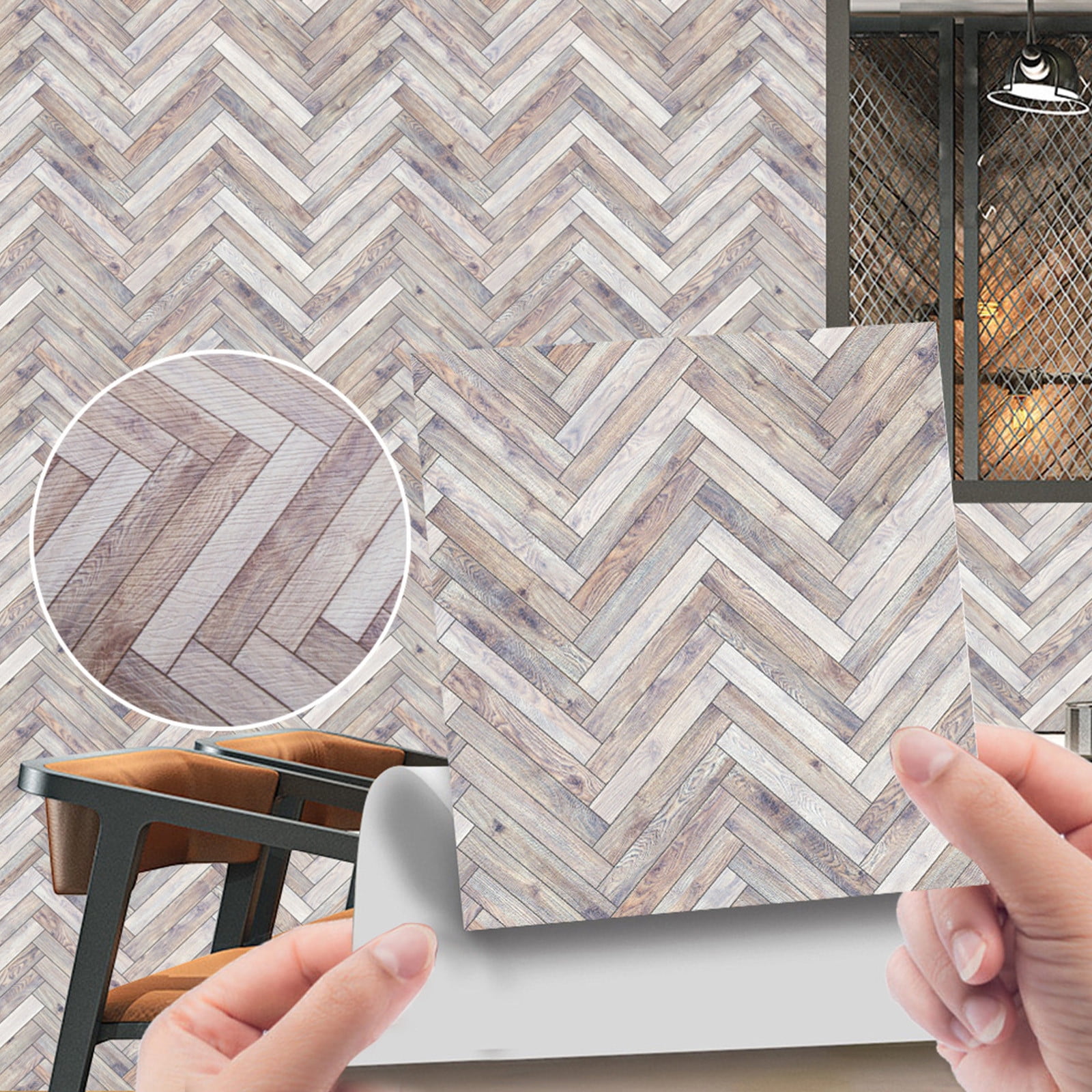 Room Decor Imitation Wood Grain Tile Stickers Retro Brick Pattern Floor ...