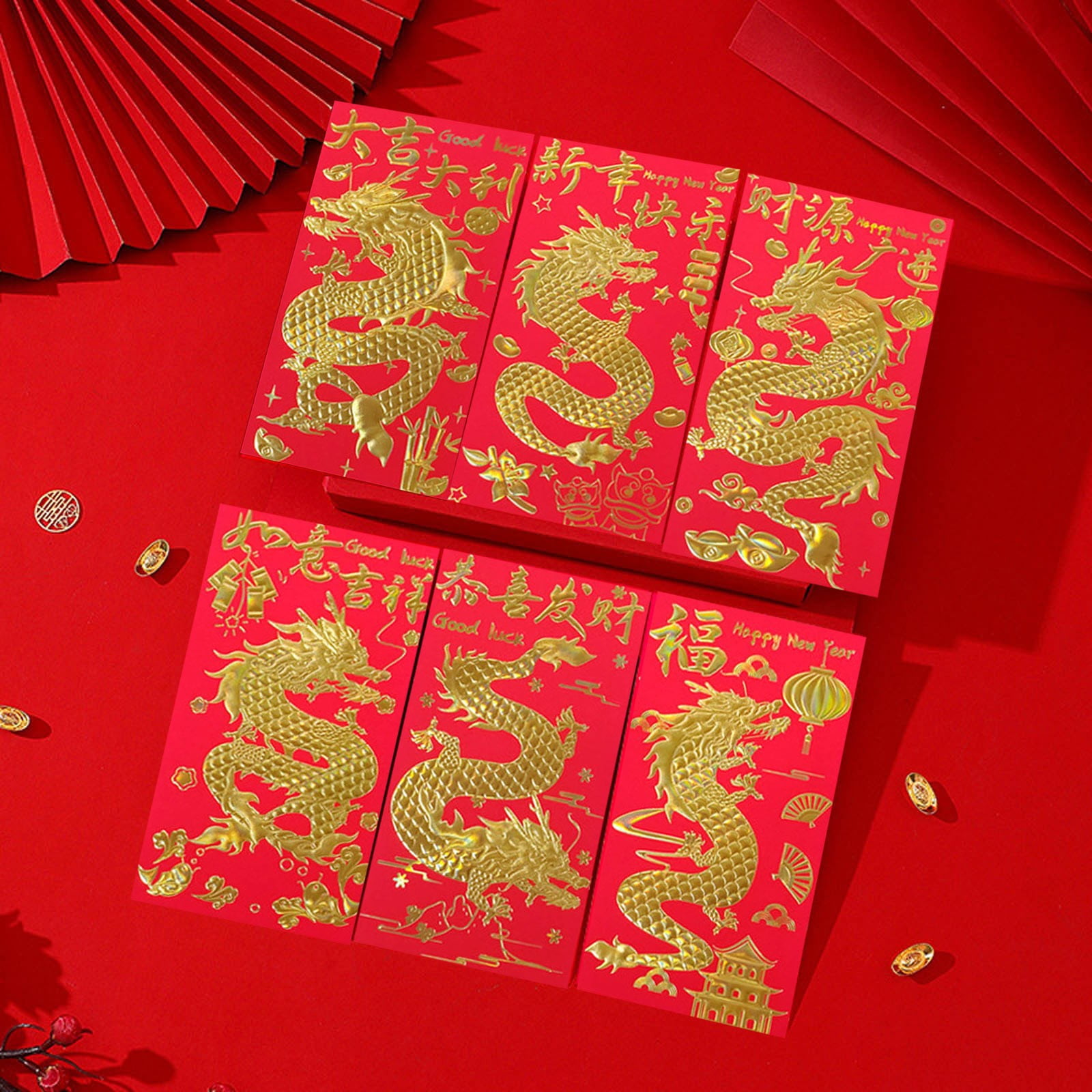 Room Decor Large Size 2024 Year Of The Dragon Red Envelopes For Spring ...