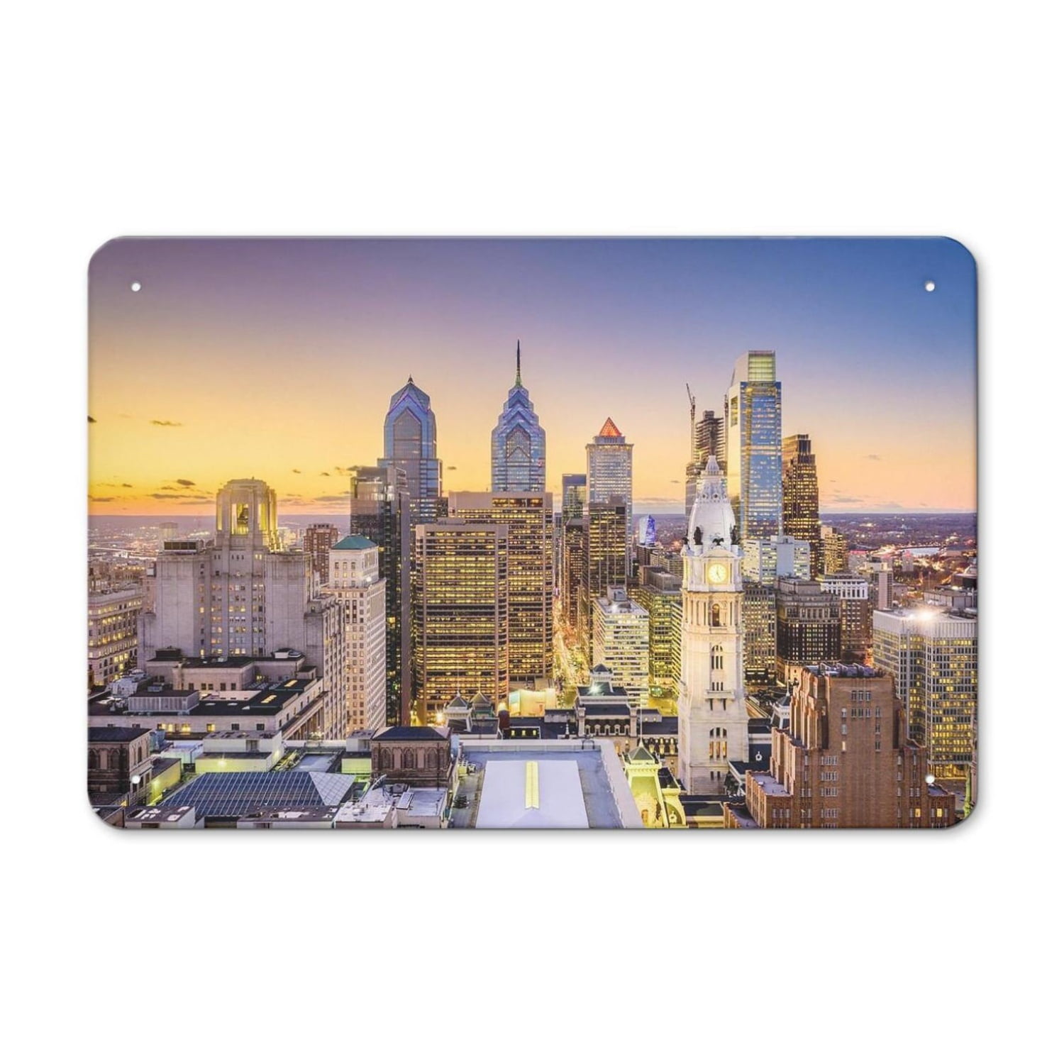 Room Decor Philadelphia Cityscape Painting Iron Wall Art Metal Tin Sign ...