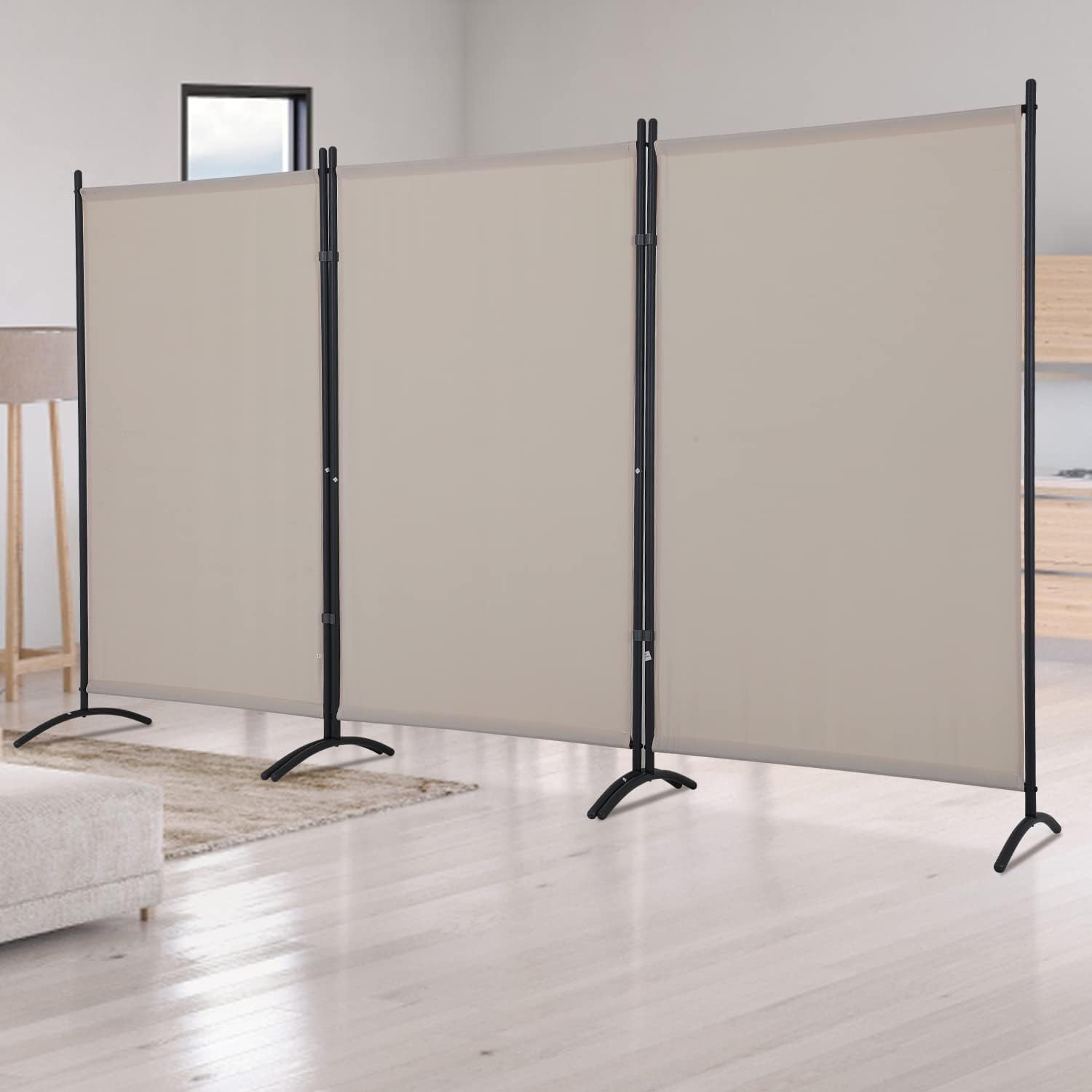 Room Divider, 3 Panel 6 ft Folding Partition Privacy Screen with Steel ...