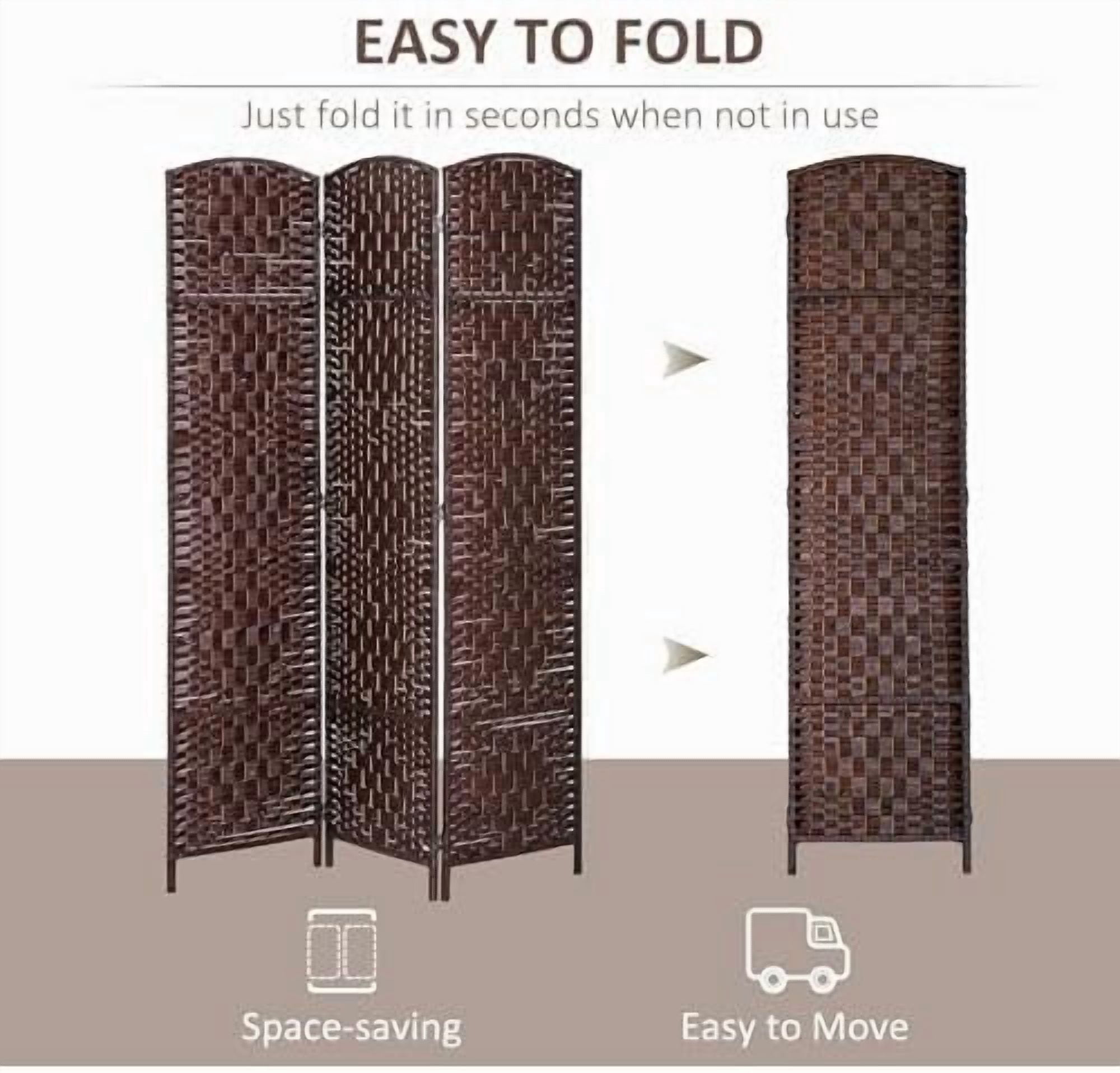 Room Divider, 3 Panel Folding Privacy Screen, 6FT Tall Portable Wicker ...