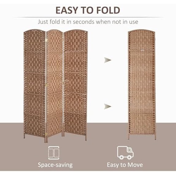 Room Divider, 3 Panel Folding Privacy Screen, 6FT Tall Portable Wicker ...