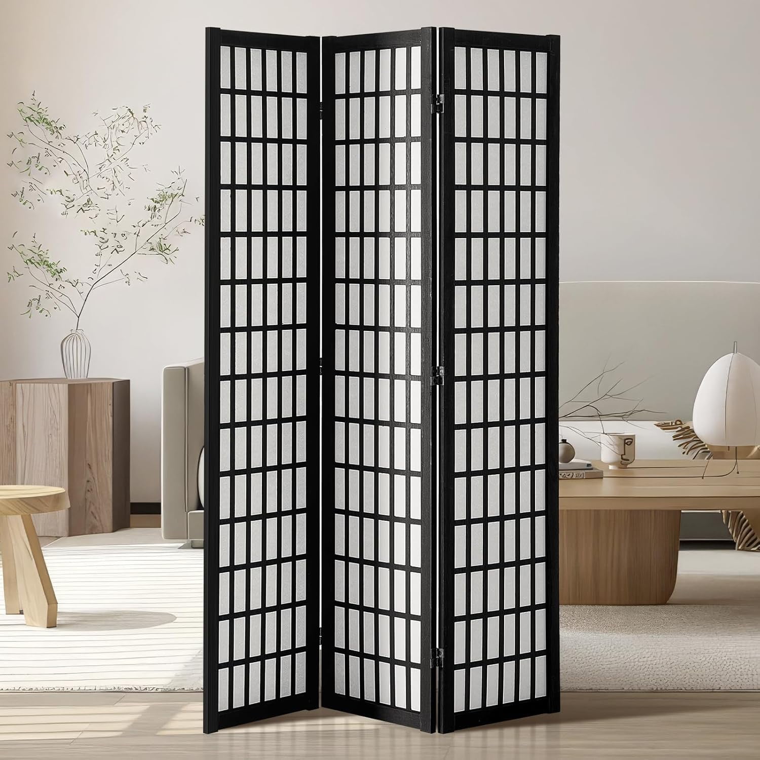 Room Divider, 3 Panel Japanese Room Divider, Wood Folding Privacy ...