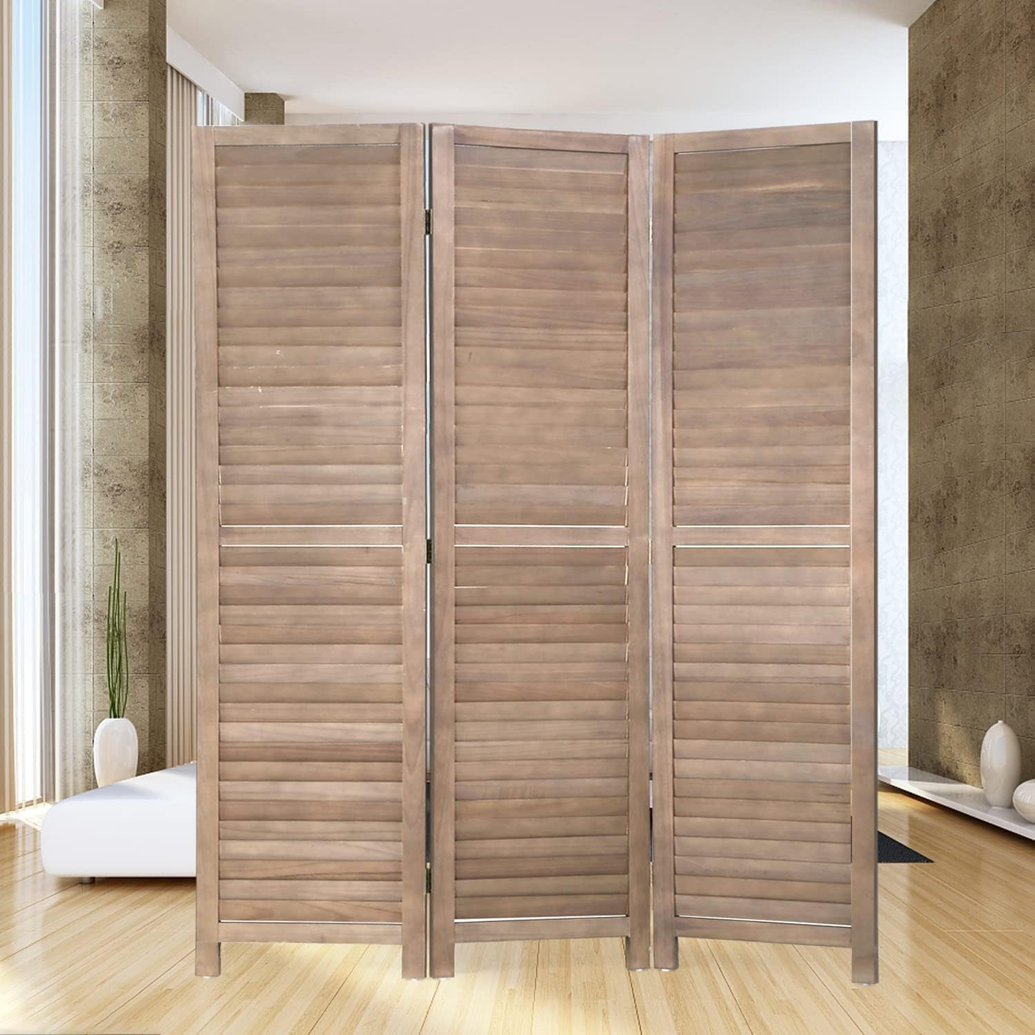 Room Divider 3 Panel Wall Wood Folding Screen Partitions, 4.3FT Room ...