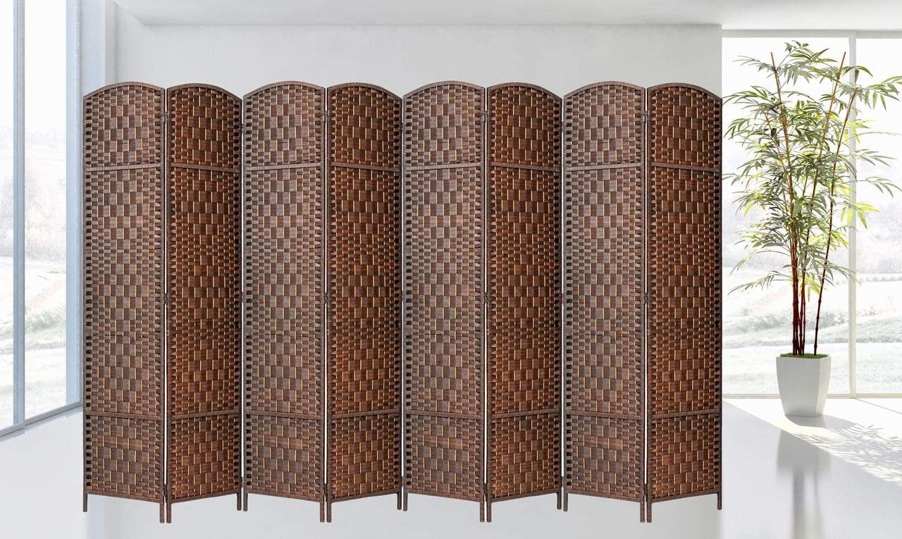 Room Divider 3 Panels Diamond Weave Fiber Privacy Partition Screen ...