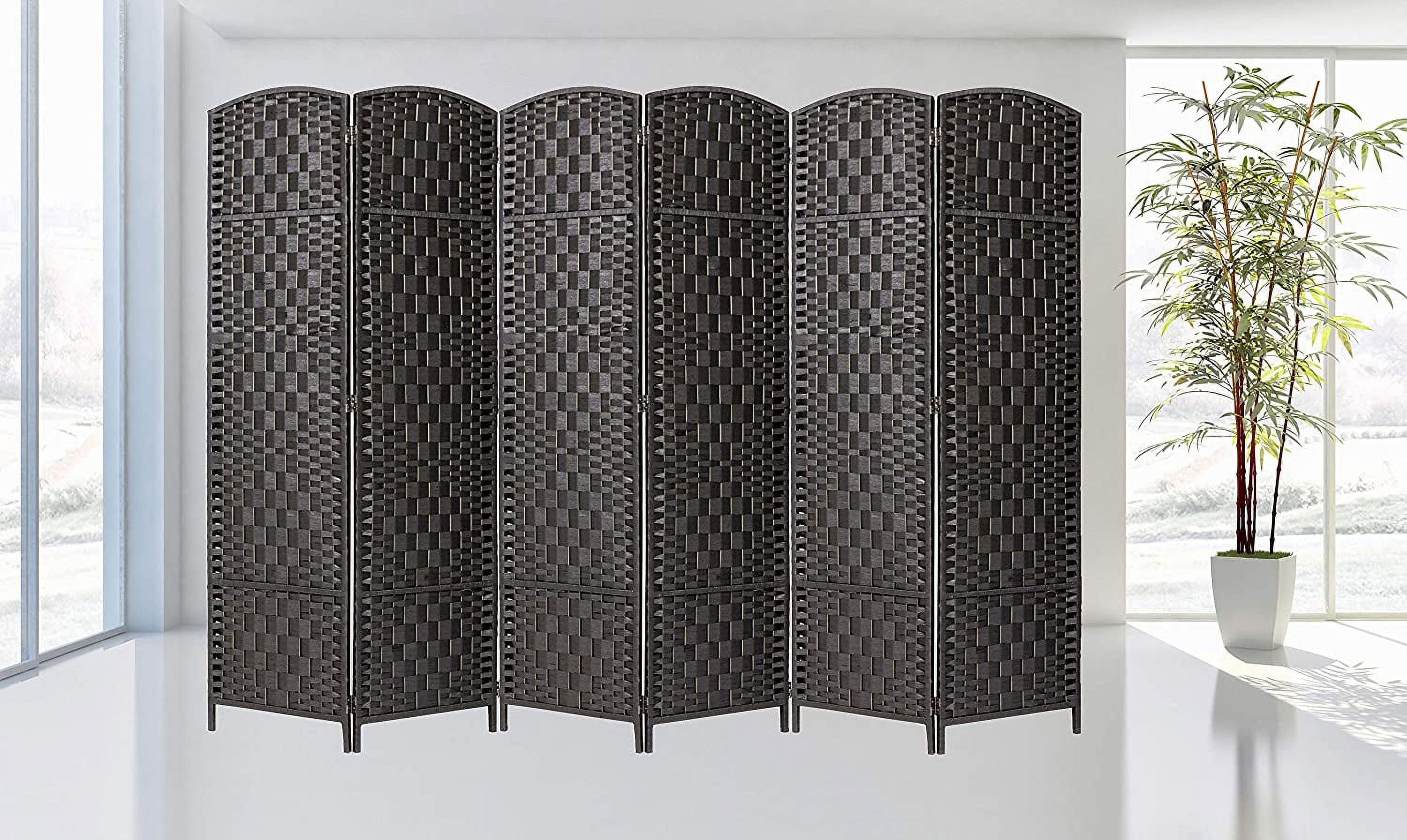 Room Divider 3 Panels Diamond Weave Fiber Privacy Partition Screen ...