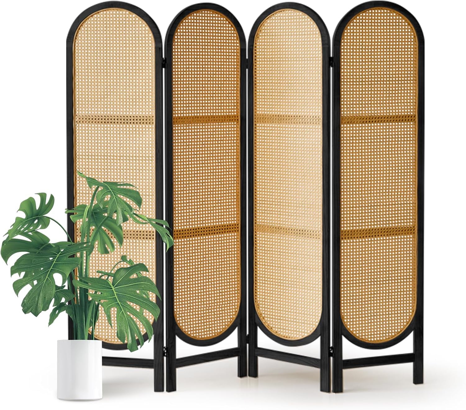 Room Divider 4 Panel, 5.6 Ft Folding Privacy Screen, Foldable Wood ...