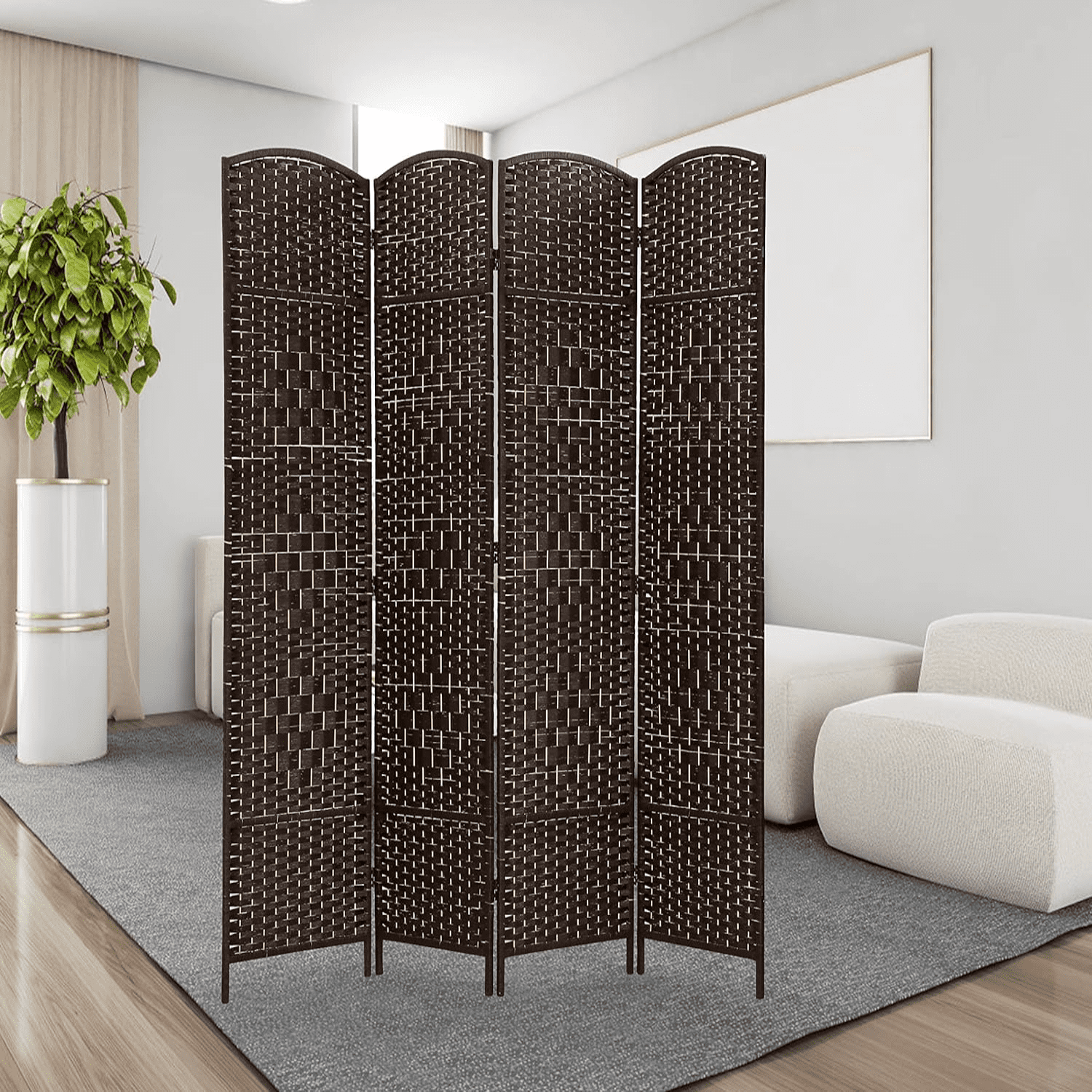 Room Divider 4 Panel 6 Ft Tall Foldable Room Dividers Freestanding ...