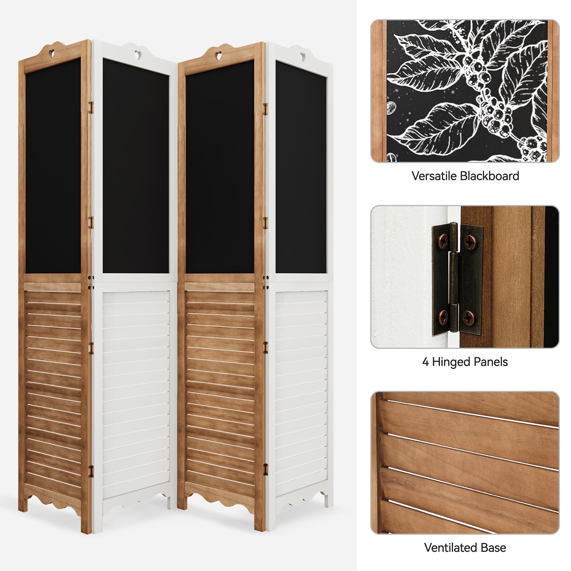 Room Divider, 4 Panel Folding Privacy Screens with Chalkboard ...