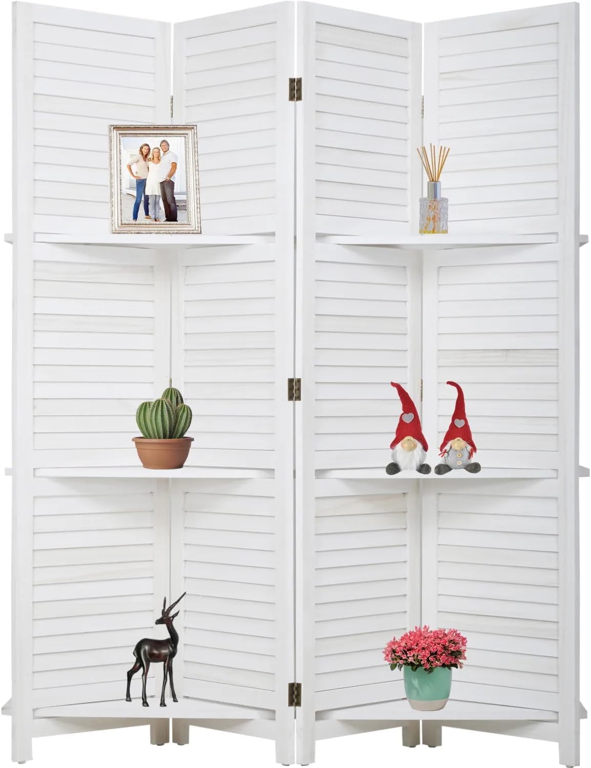 Room Divider 4 Panel Folding Screen Room Divider w/Removable Storage ...