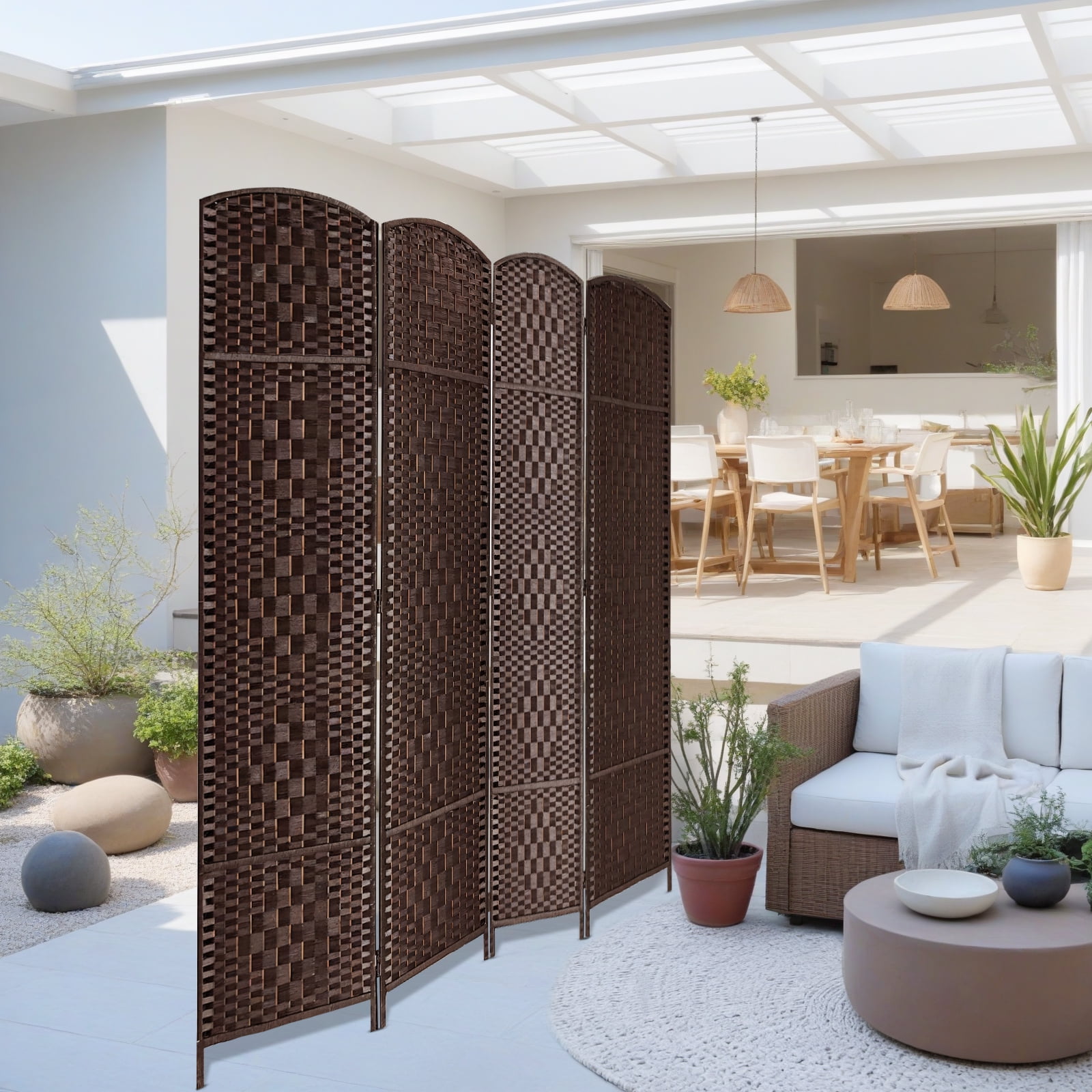 Walmart 4-Panel Room Divider, Foldable Partition, Wood Privacy Screen ...