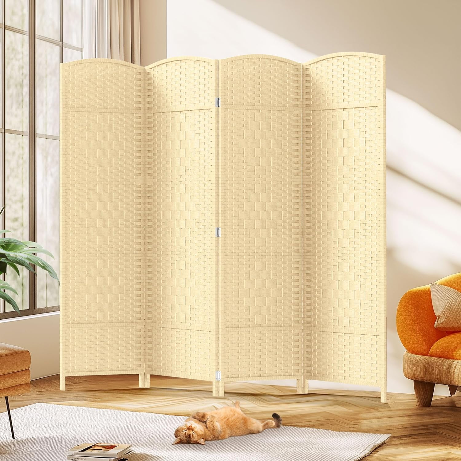 Room Divider 4 Panel Room Divider Wall, 6ft Tall Divider for Room ...