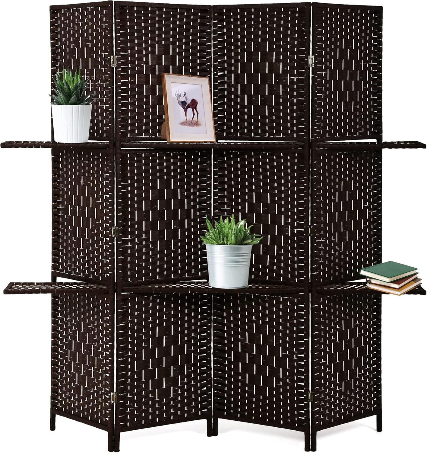 Room Divider 4 Panel Room Screen Divider Wooden Screen Folding Portable ...