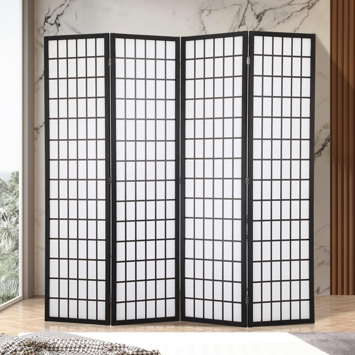 Room Divider 4 Panel Shoji Screen 6Ft Folding Privacy Screens Portable ...