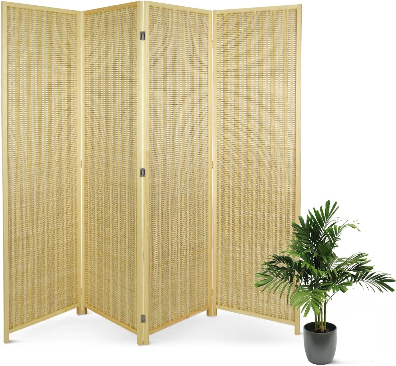 Room Divider 4 Panel Woven Screen Room Divider and Folding Privacy ...