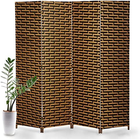 Room Divider,4 Panels 6FT Folding Privacy Screen Room Divider Wall Wood ...