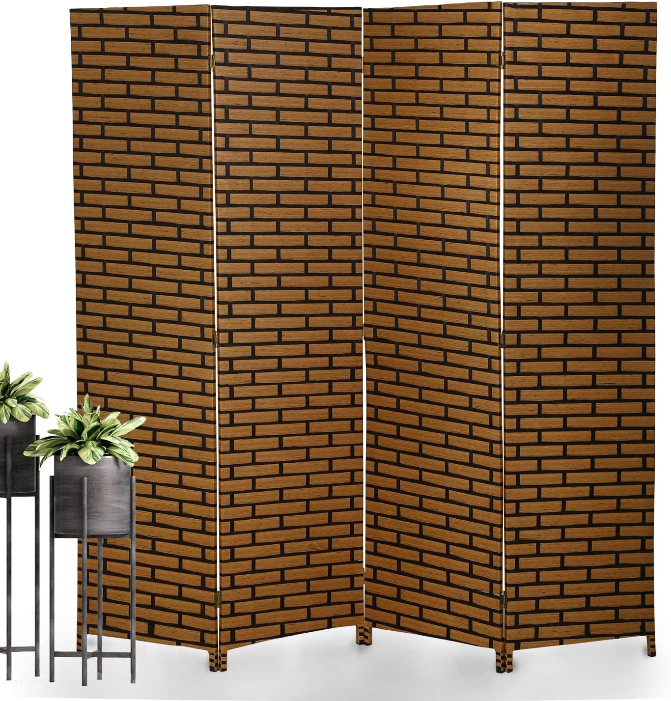 Room Divider,4 Panels 6FT Folding Privacy Screen Room Divider Wall Wood ...