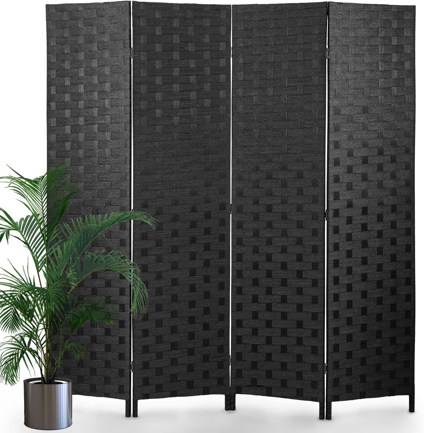 Room Divider,4 Panels 6FT Folding Privacy Screen Room Divider Wall Wood ...