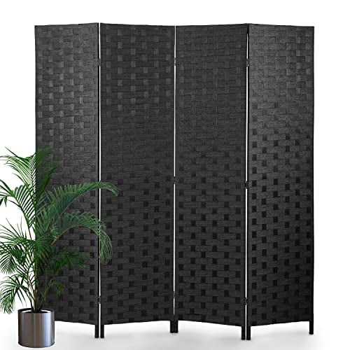 Room Divider,4 Panels 6FT Folding Privacy Screen Room Divider Wall Wood ...