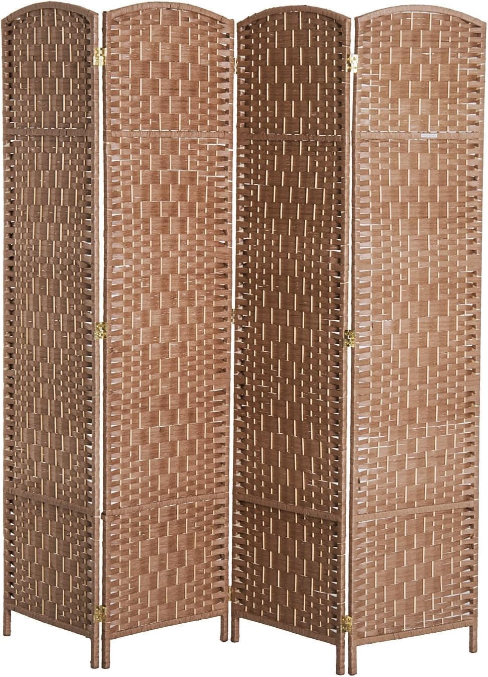 Room Divider 4 Panels Folding Privacy Screen 6FT Tall Portable Wicker ...