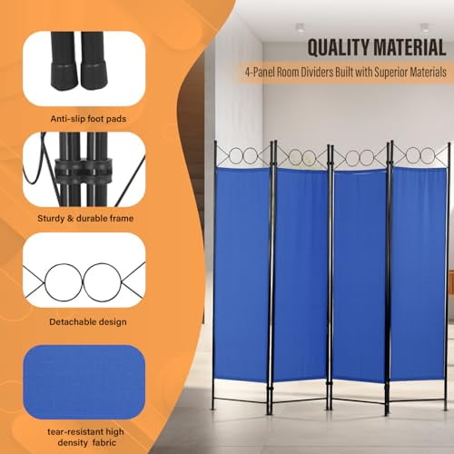 Room Divider,4 Panels Folding Privacy Screen Portable Wall Divider ...