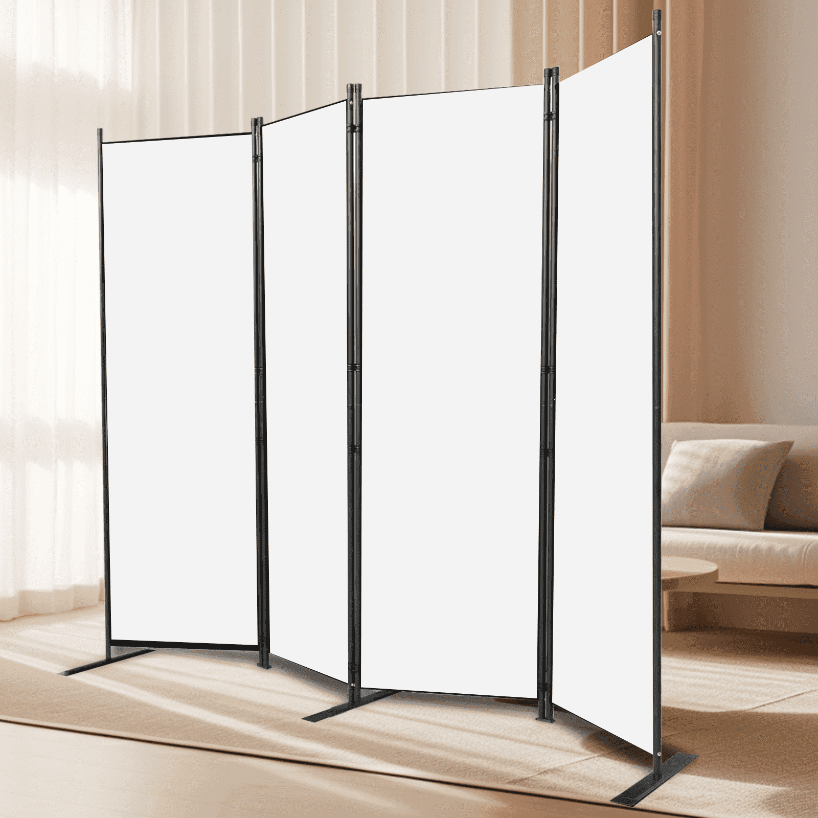 Grezone Decorative Portable 4-Panel Room Divider, Folding Privacy ...