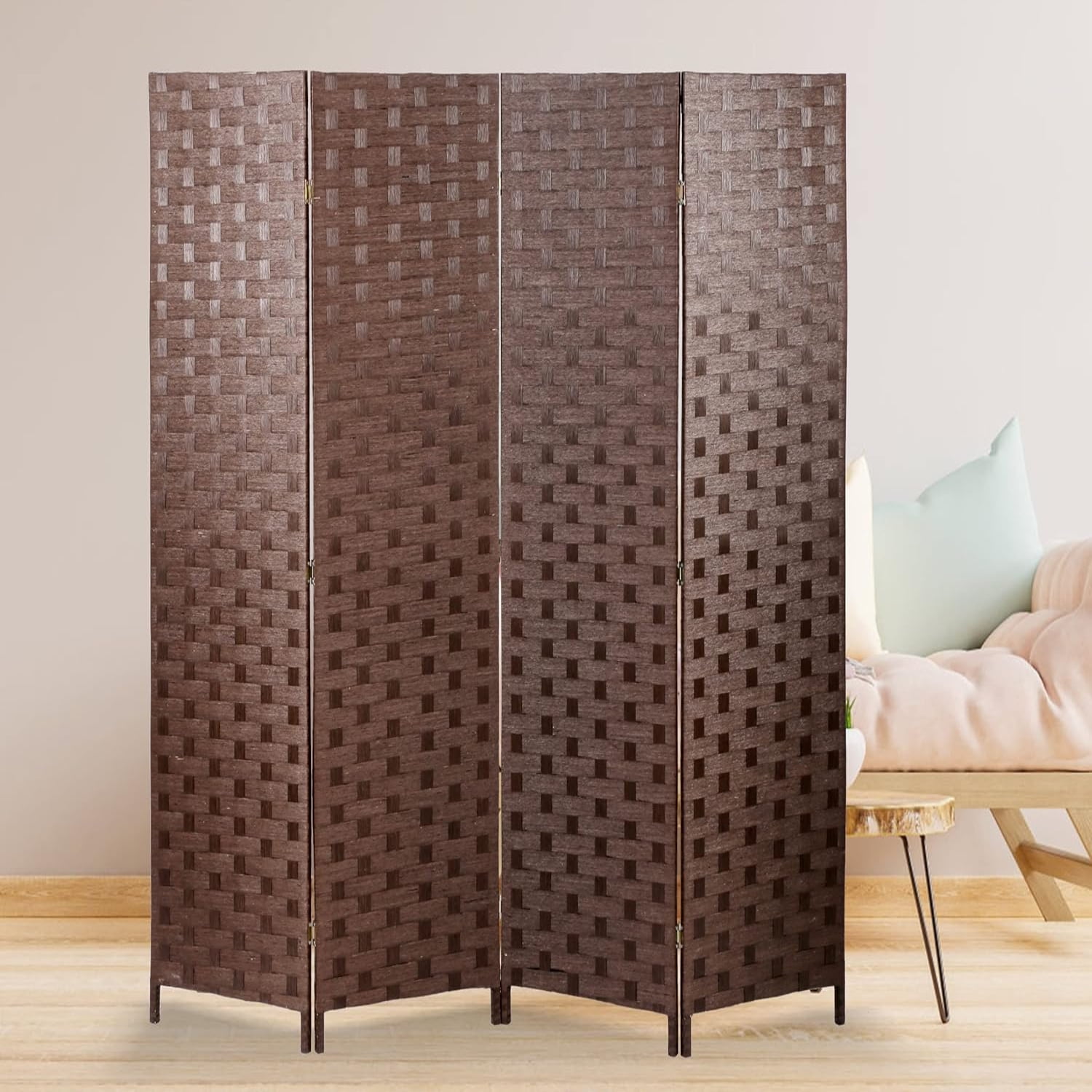 Room Divider 4 Panels Wall Dividers 6 FT Height Wood Screen Room Screen ...