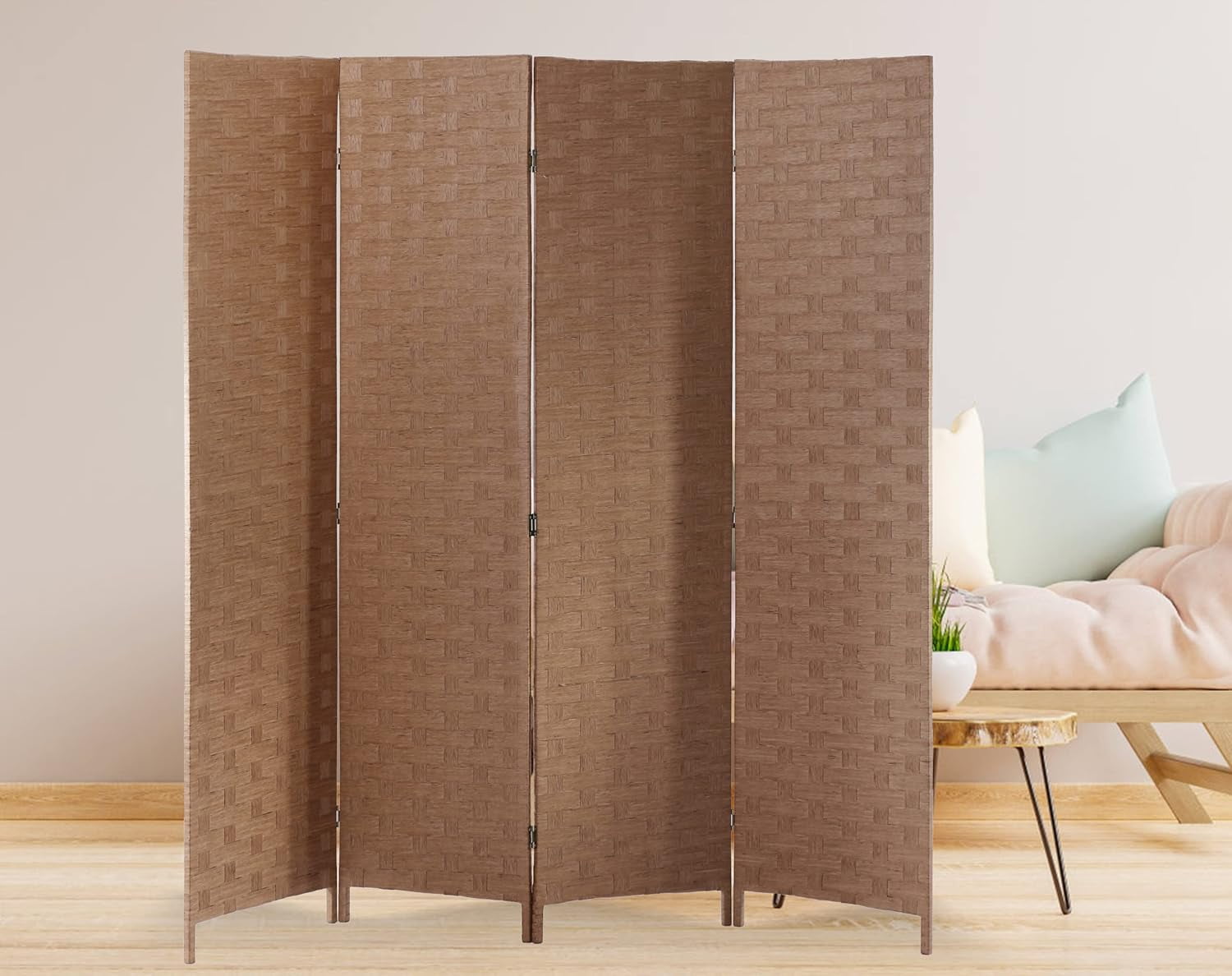 Room Divider 4 Panels Wall Dividers, 6 FT Height Wood Screen Room ...
