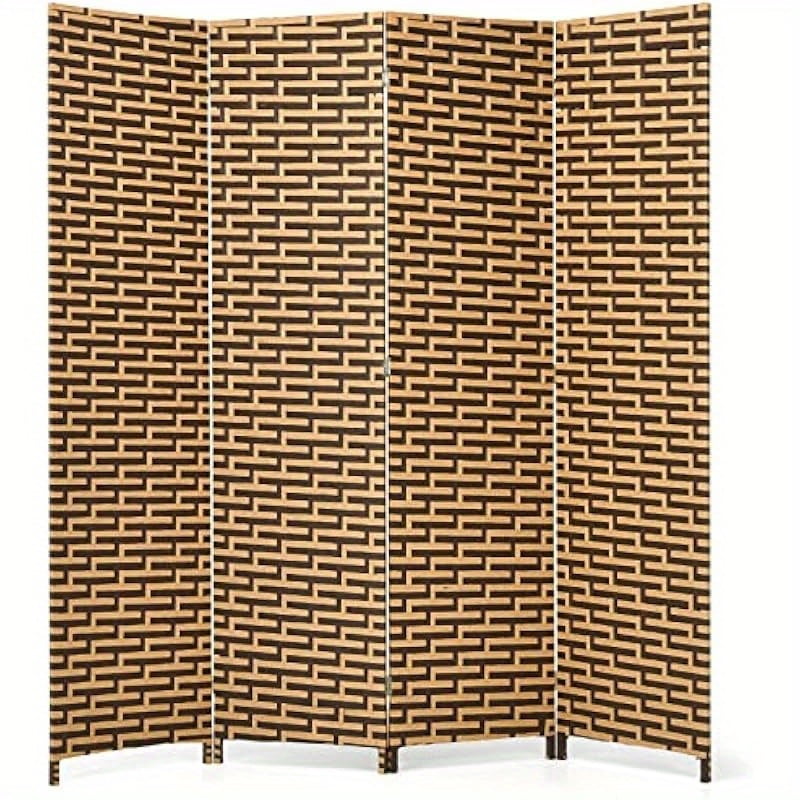 Room Divider 6 Ft 4 Panel Handmade Rattan Room Divider Wood Folding ...