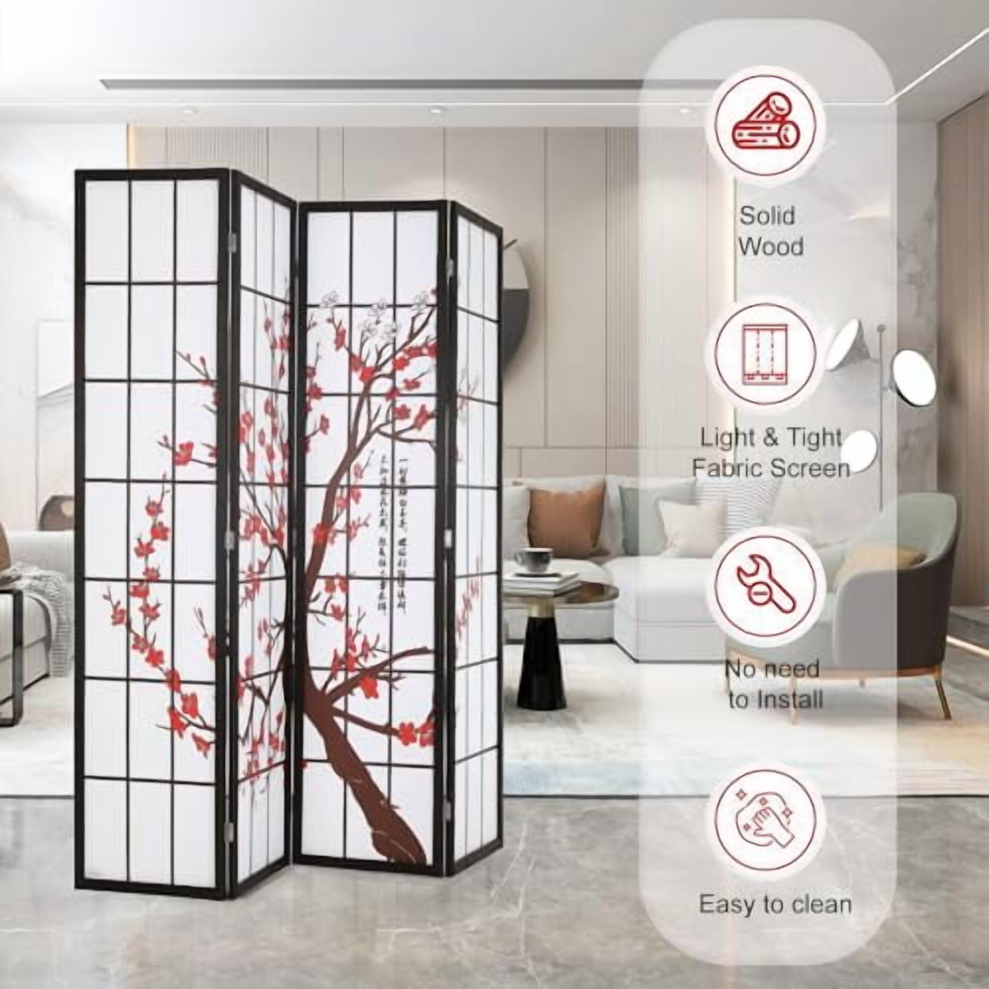 Room Divider, 6 Ft Folding Divider for Room Separation, 4 Panel ...