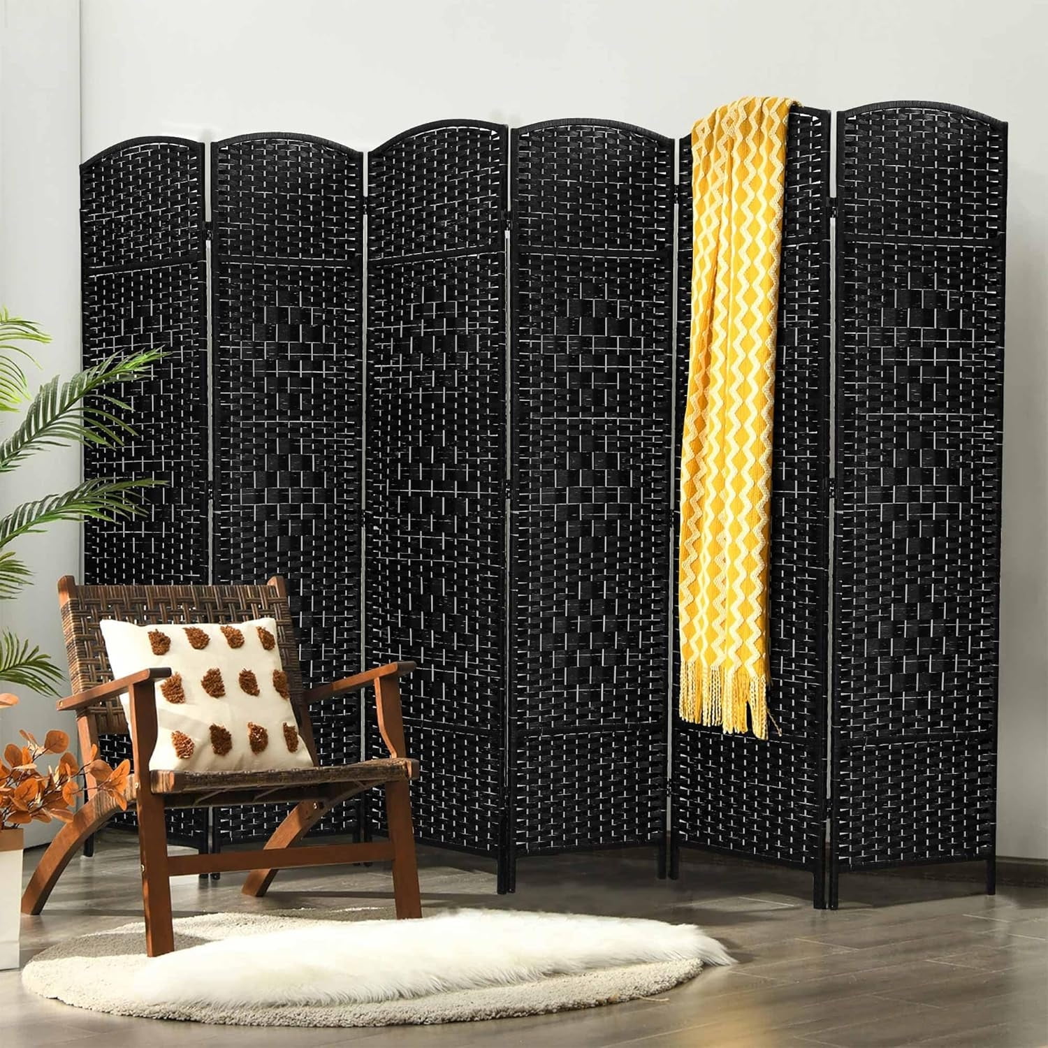 Room Divider 6 Ft Folding Wall Divider with Diamond Fiber Indoor ...