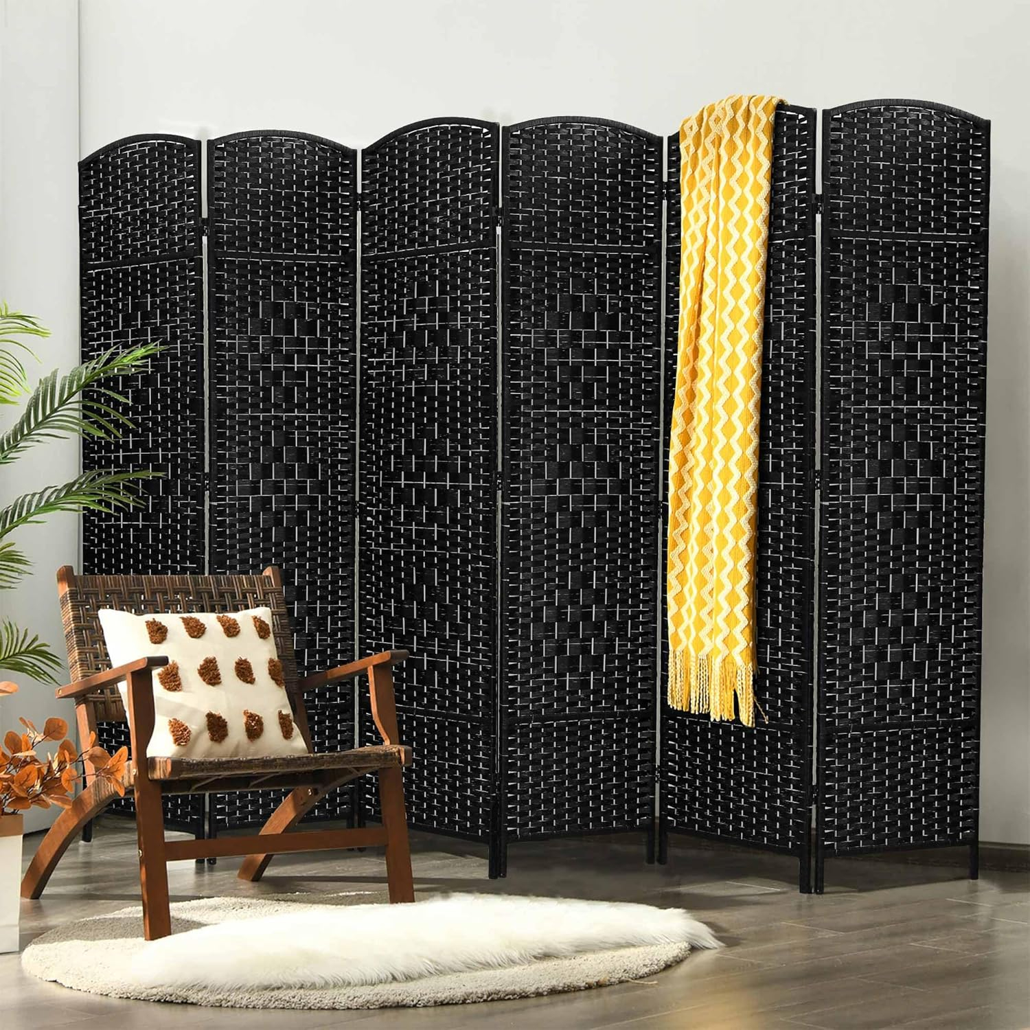 Room Divider 6 Ft Folding Wall Divider with Diamond Fiber Indoor ...