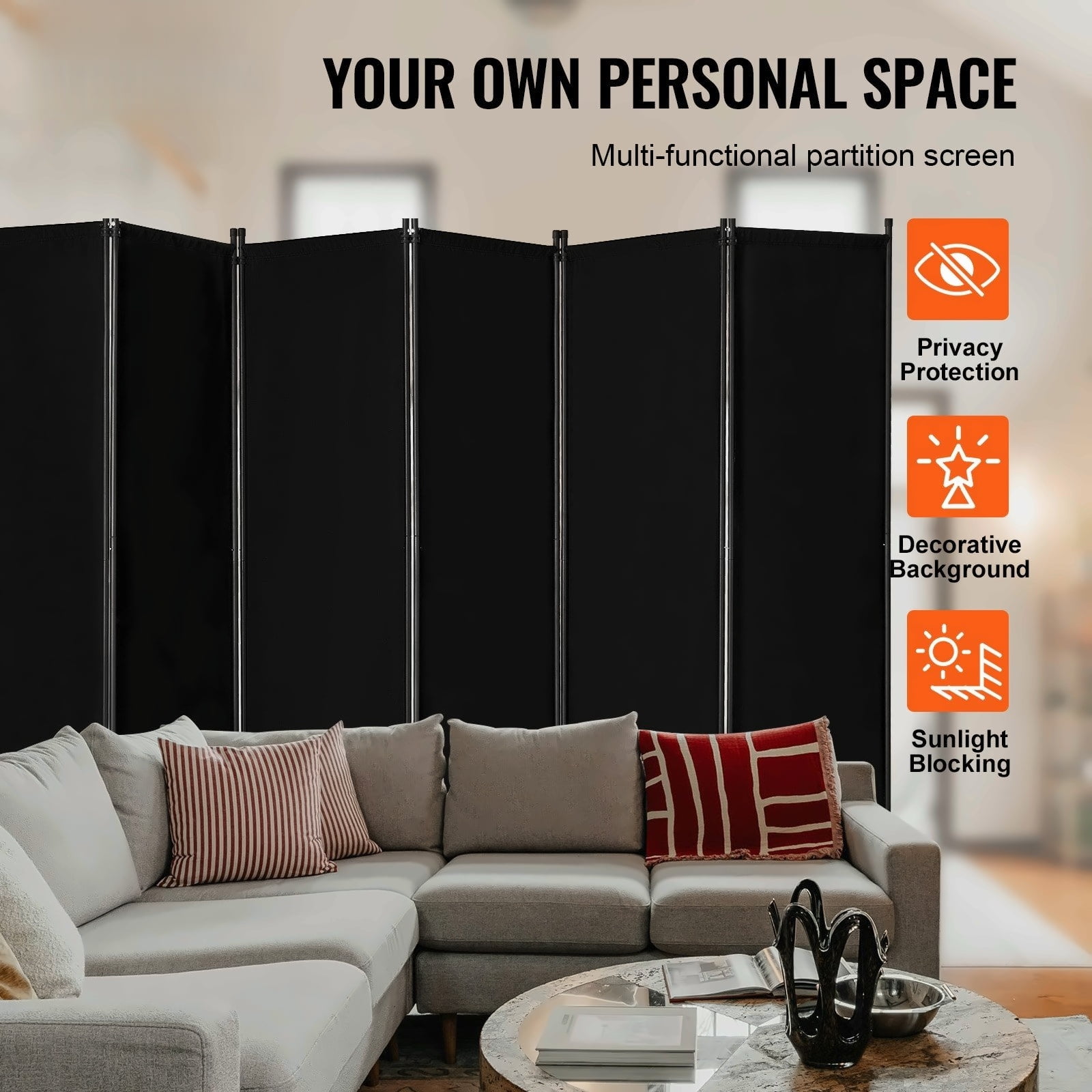 Room Divider 6 Panel, Folding Privacy Screen Partition for Home Office ...