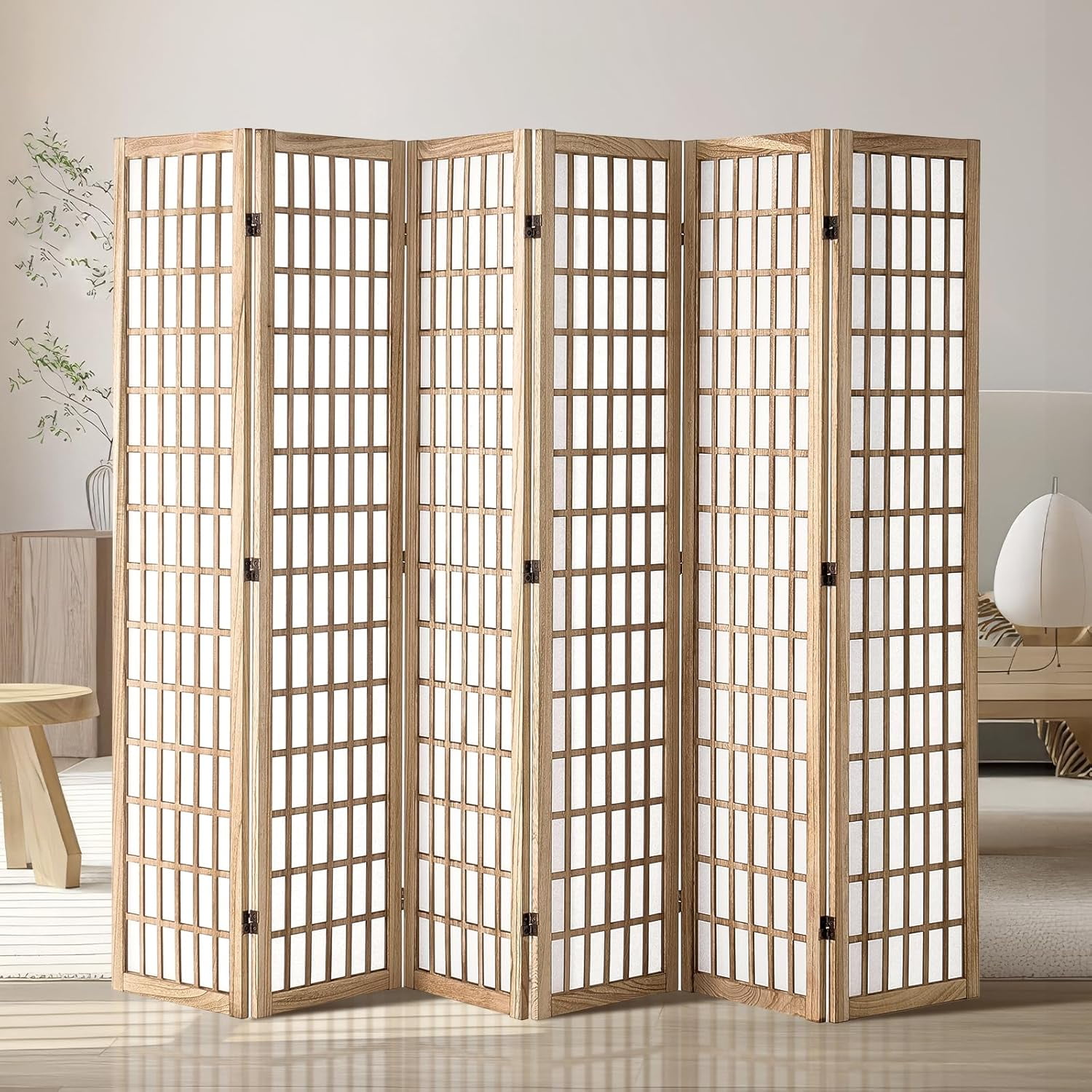 Room Divider, 6 Panel Japanese Room Divider, Wood Folding Privacy ...