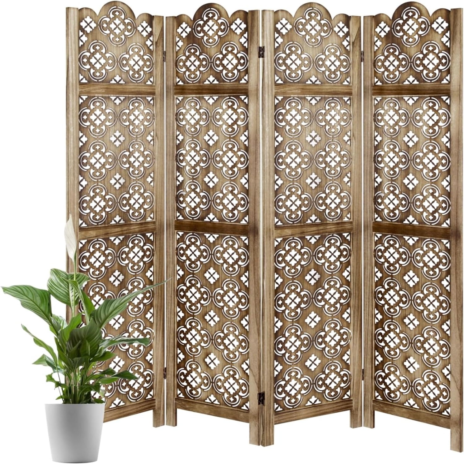 Room Divider 6 Panel Wood Room Dividers and Folding Privacy Screens ...