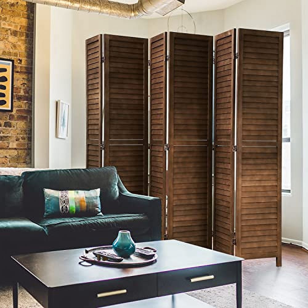 Room Divider 6 Panels, 5.75FT Wooden Room Divider Wall Folding Privacy ...