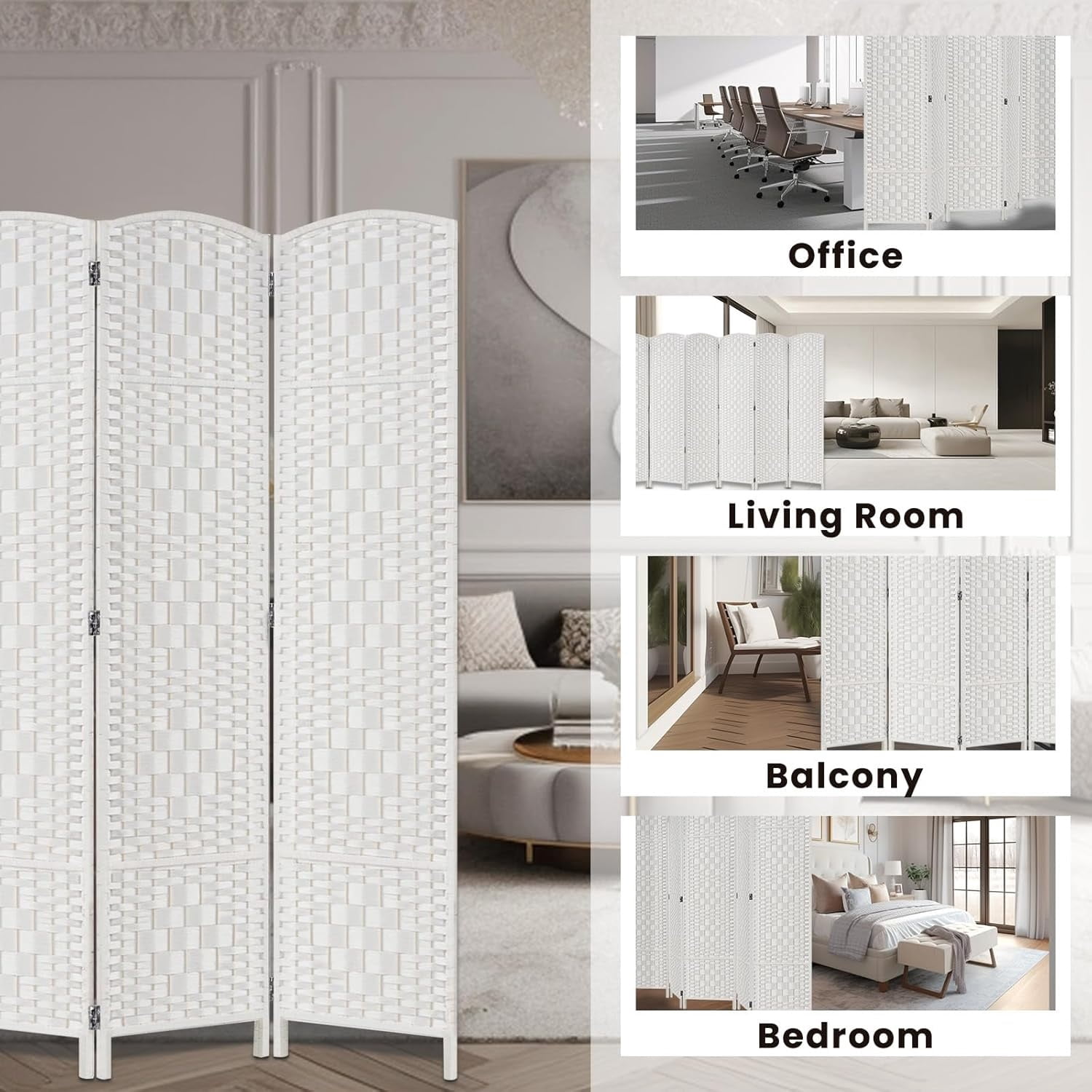 Room Divider, 6 ft Tall Room Dividers and Folding Privacy Screens, 16in ...