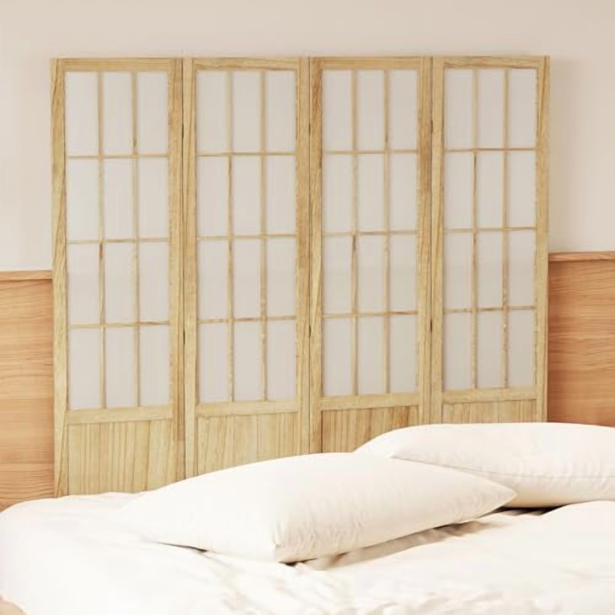 Room Divider, 66.9Inch Tall Japanese Shoji Style Folding Wood Screen ...
