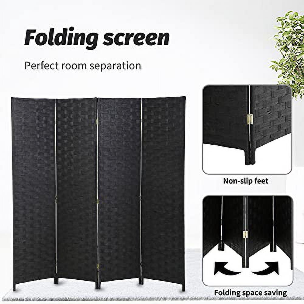 Room Divider 6FT 4 Panels Wall Divider Privacy Screen Wood Mesh Hand ...