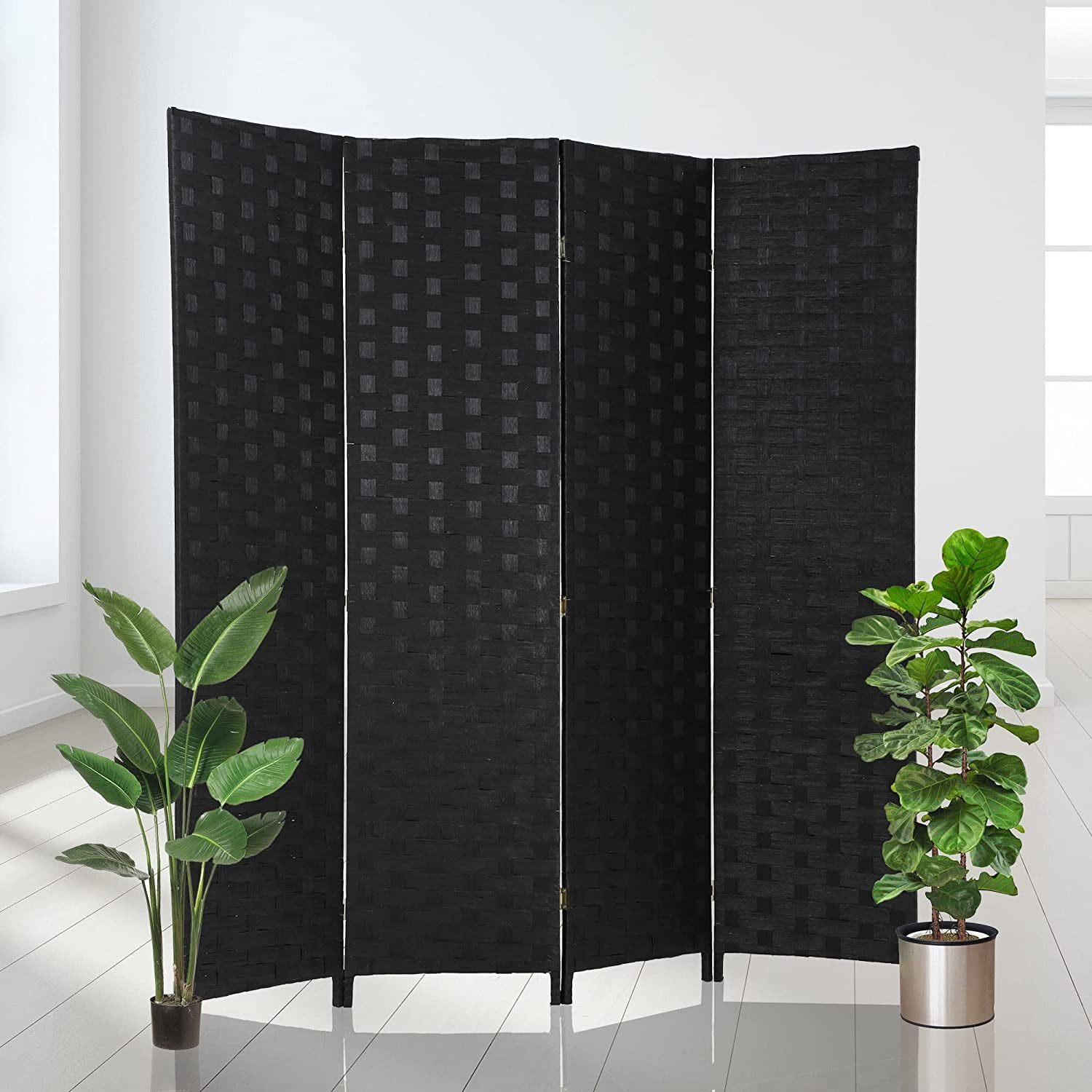 Room Divider 6FT 4 Panels Wall Divider Privacy Screen Wood Mesh Hand ...