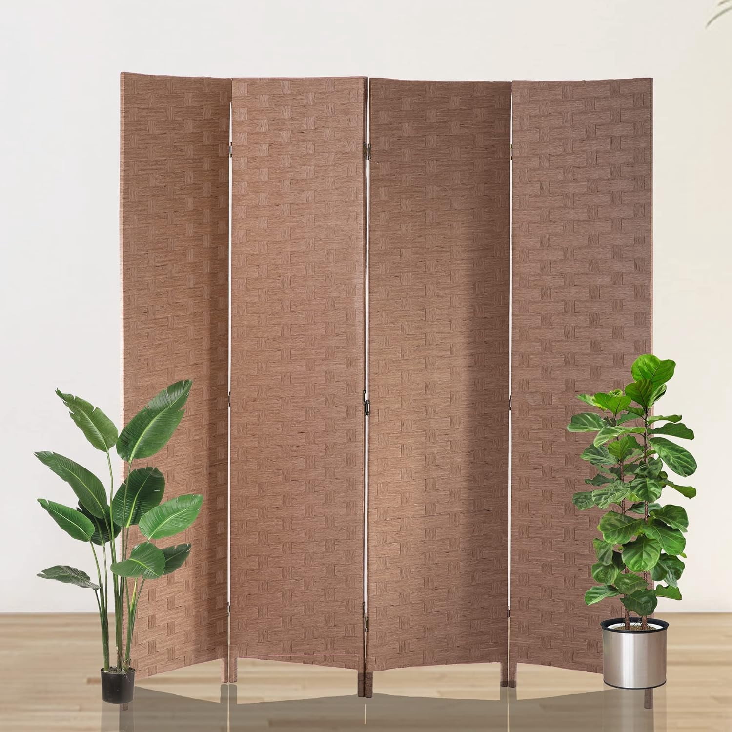 Room Divider 6FT 4 Panels Wall Divider Privacy Screen Wood Mesh Hand ...