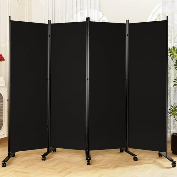 Room Divider 6FT Folding Privacy Screens with Lockable Wheels, 4 Panel ...