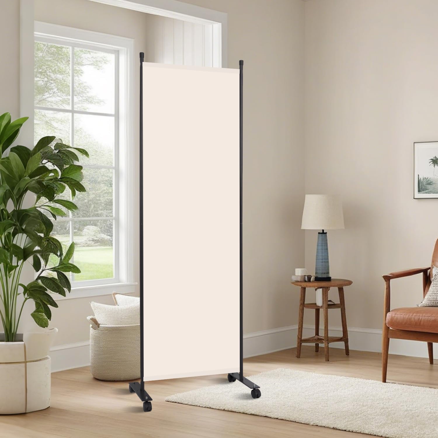 Room Divider 6FT Room Partition with Lockable Wheels, 1 Panel (Thicked ...