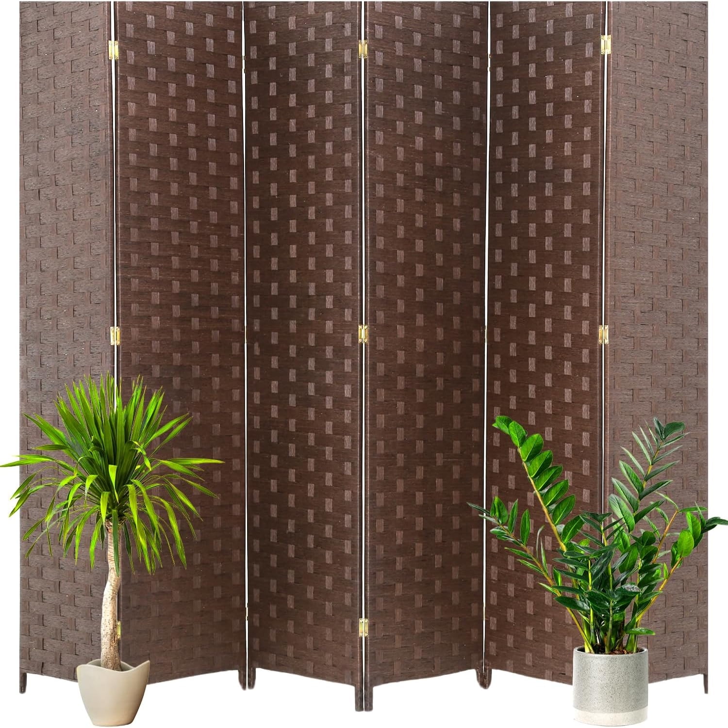 Room Divider 6FT Wall Divider Wood Screen 4 Panels Wood Mesh Hand ...