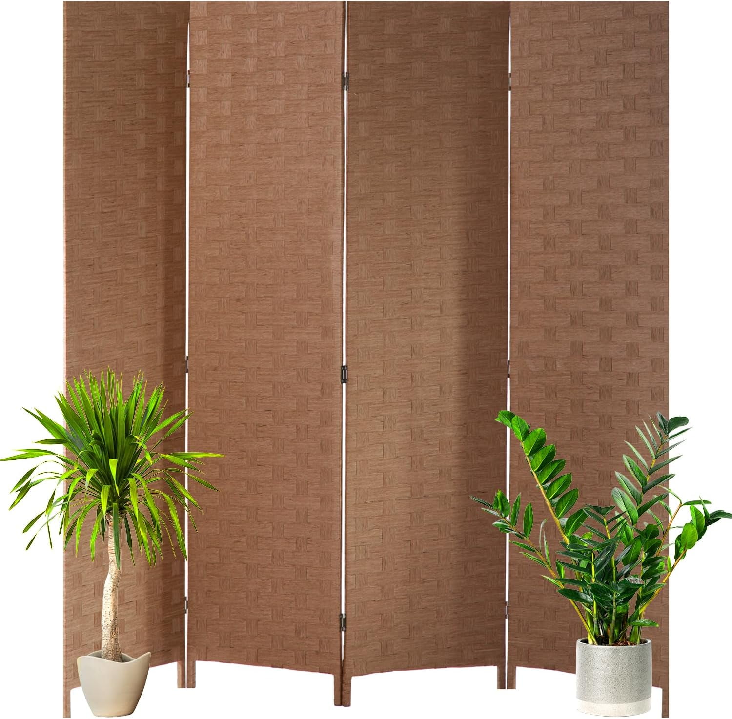 Room Divider, 6FT Wall Divider Wood Screen 4 Panels Wood Mesh Hand ...