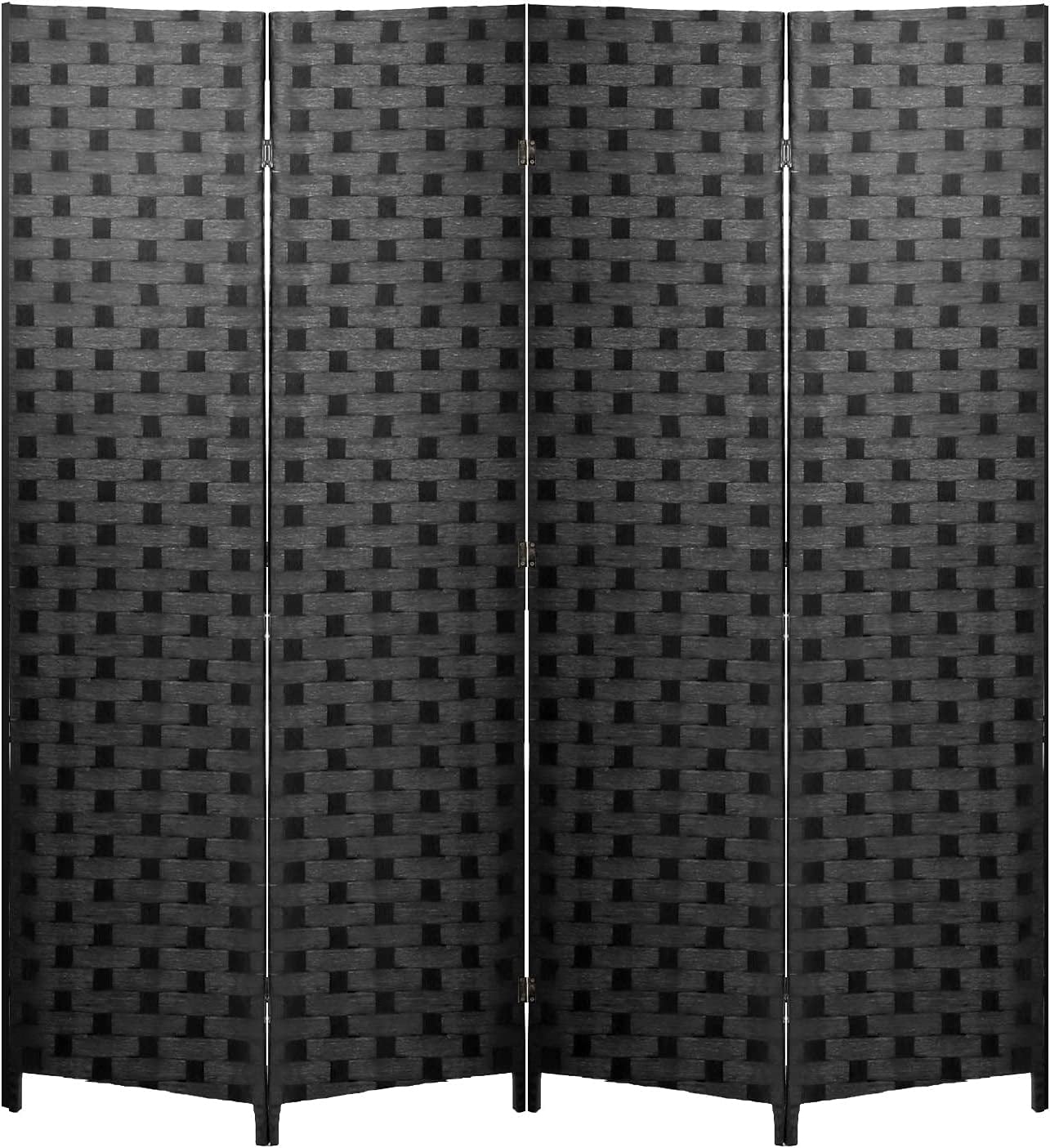 Room Divider 6FT Wall Divider Wood Screen 4 Panels Wood Mesh Hand-Woven ...