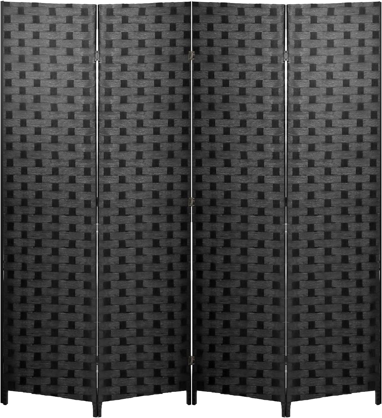 Room Divider 6FT Wall Divider Wood Screen 4 Panels Wood Mesh Hand-Woven ...